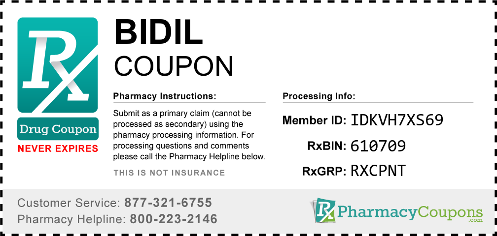 Bidil Coupon - Pharmacy Discounts Up To 80%