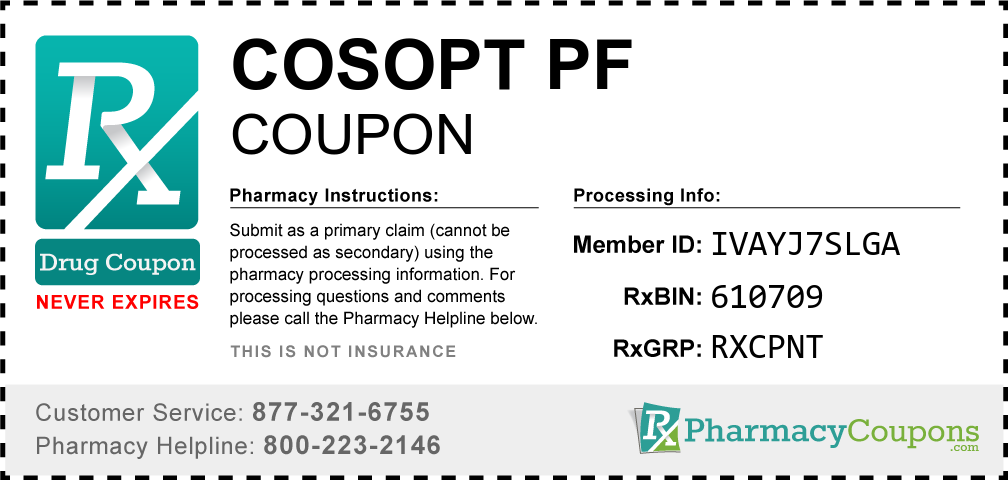 Cosopt Pf Coupon - Pharmacy Discounts Up To 80%