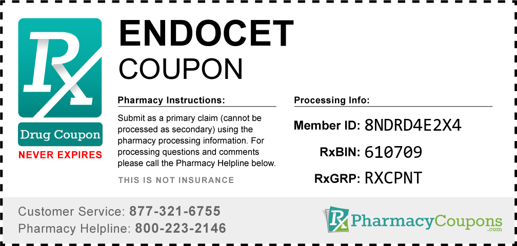 Endocet Coupon - Pharmacy Discounts Up To 80%