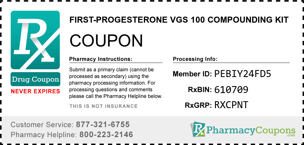 First Progesterone Vgs 100 Compounding Kit Coupon - Pharmacy Discounts ...