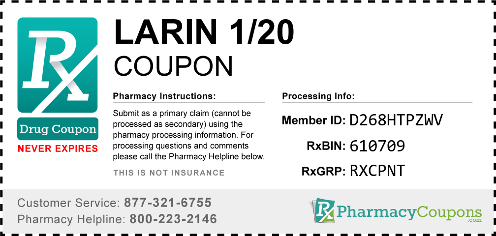 Larin 1/20 Coupon - Pharmacy Discounts Up To 80%
