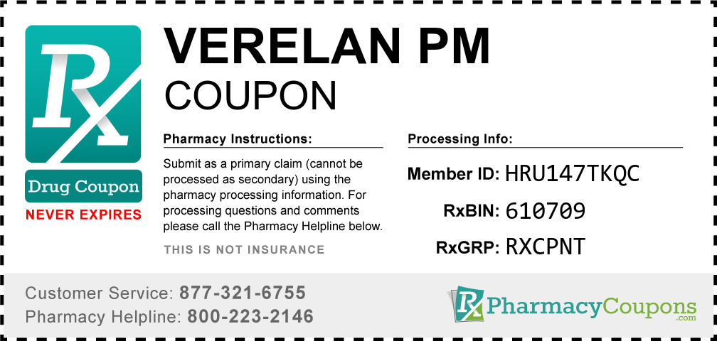Verelan Pm Coupon - Pharmacy Discounts Up To 80%